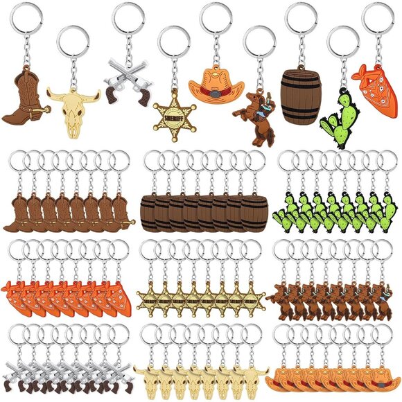 Other | 72 Pcs Western Cowboy Keychain Bulk Silicone Horse Boot Cowboy ...